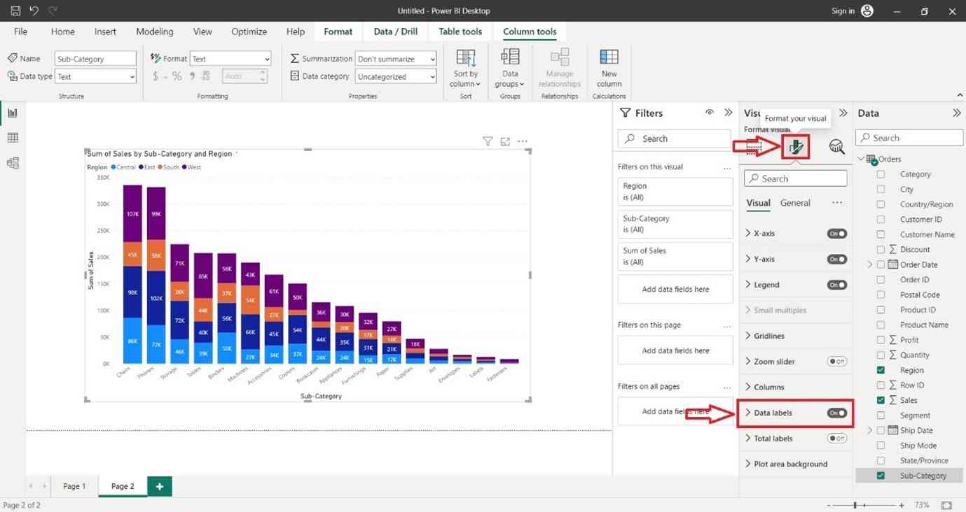 Stacked Column Chart - Prwatech